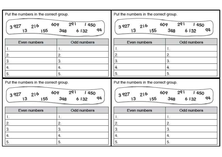 Topic 1 Odd and Even Numbers | PDF