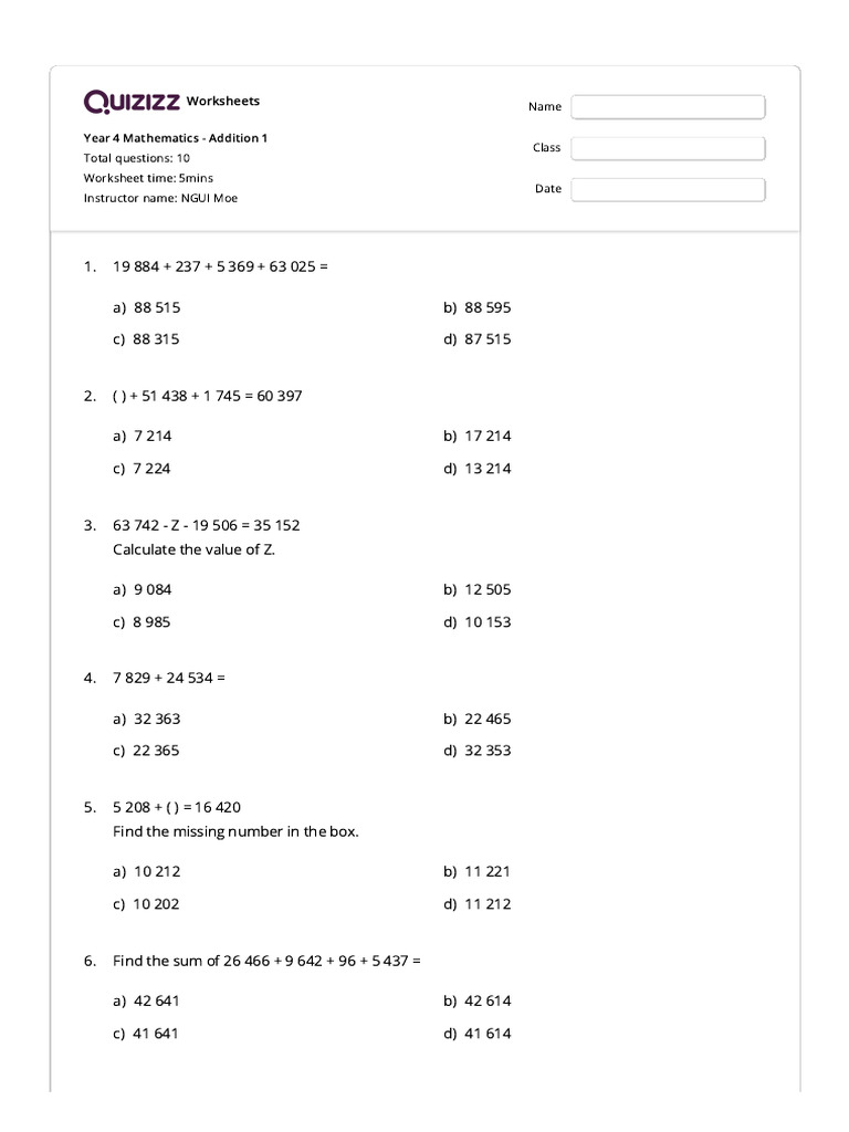 Topic 1 Addition 1 | PDF