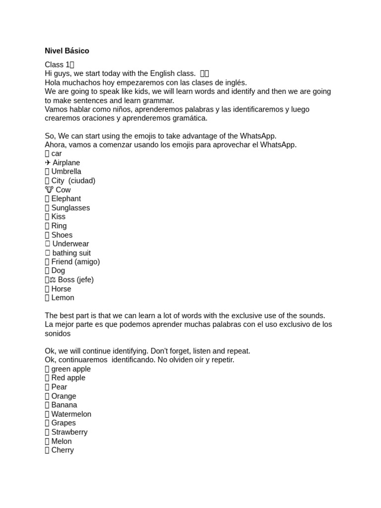Curso De Ingles Nivel Básico Pdf Verb Linguistics