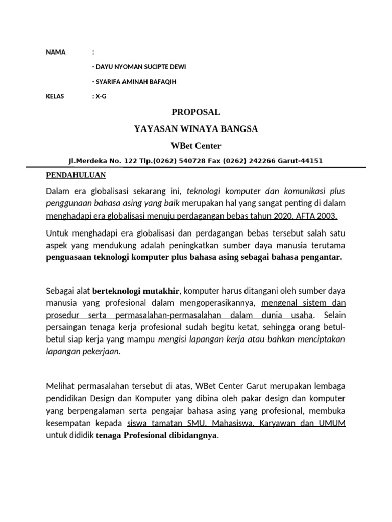Pendidikan Profesional di WBet Center | PDF