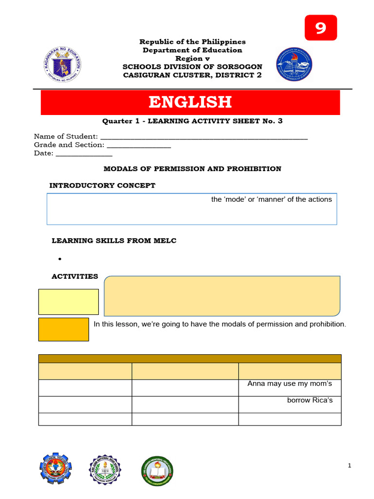 Modals of Permission and Prohibition Guide | PDF | Linguistics | Syntax