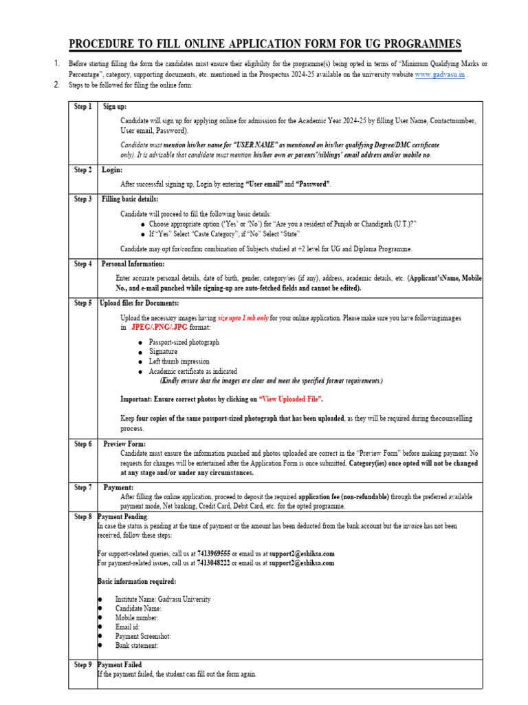 GADVASU Online Application Procedure 2024 25 Final Changes | PDF | Payments | Banks