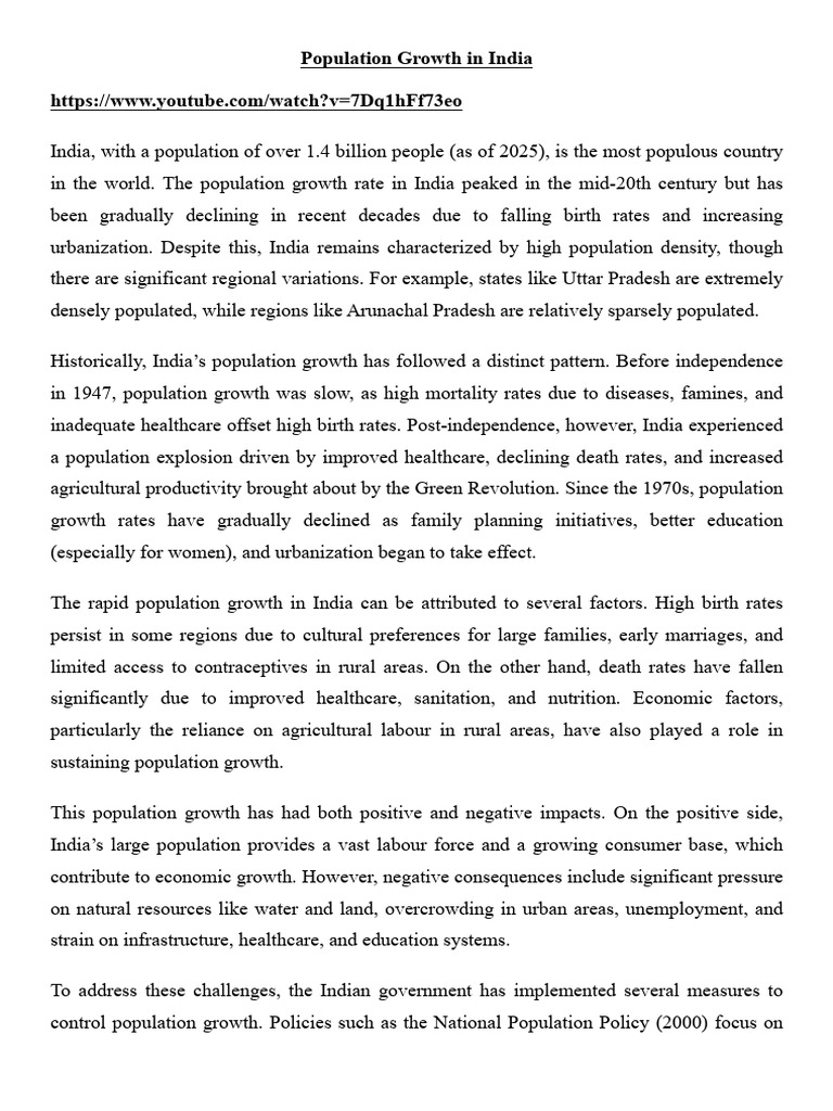 Population Growth Trends in India | PDF | Family Planning | Economic Growth