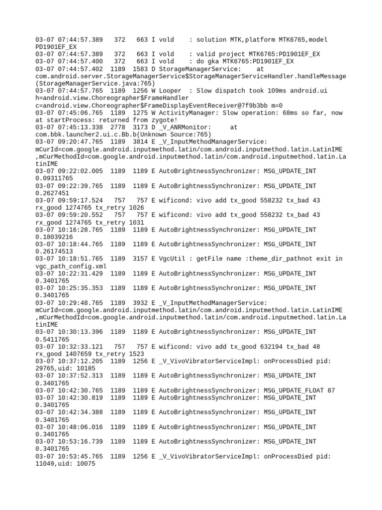 MTK6765 Device Log Analysis | PDF | Operating System Technology | System Software