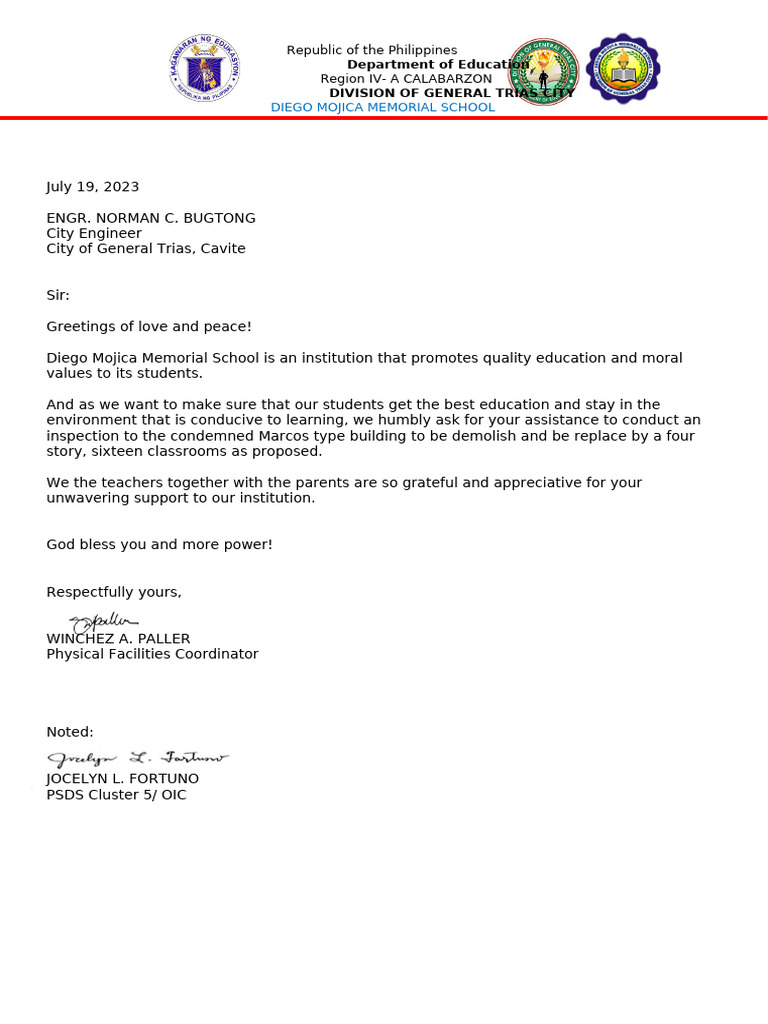 LETTER TO SCHOOL HEAD GSP | PDF