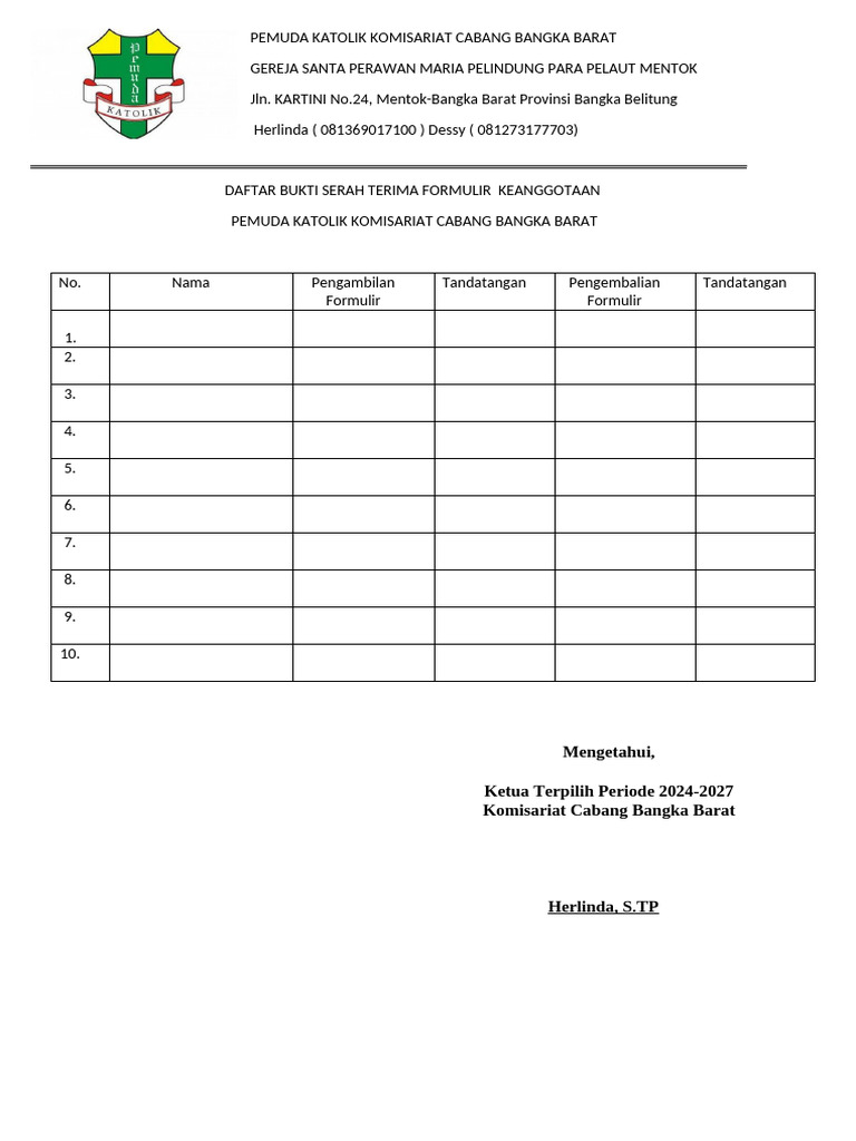 Serah Terima Formulir (1) | PDF