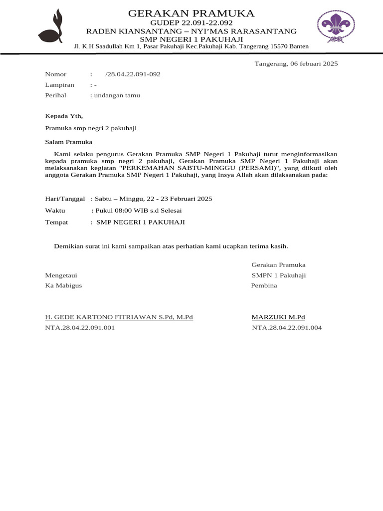 SURAT UNDANGAN TAMU | PDF