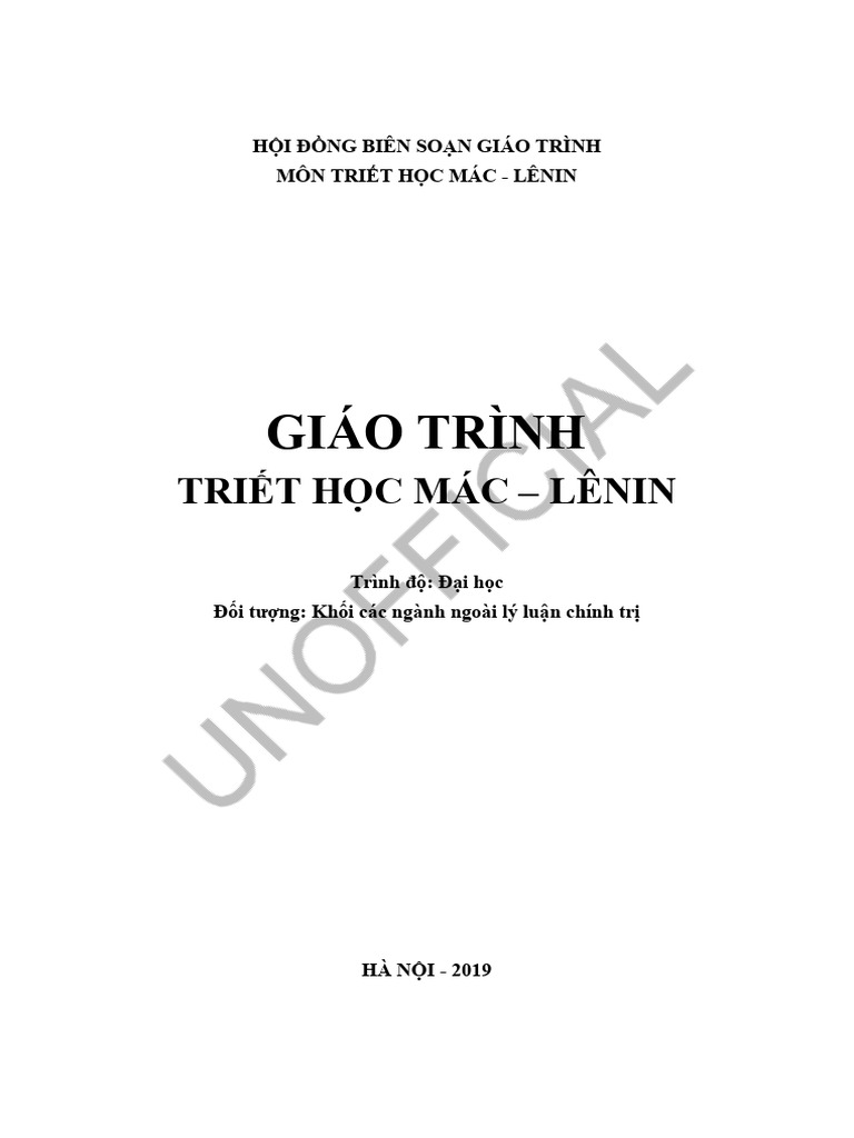 Giao Trinh Triet Hoc Mac-Lenin (Khong Chuyen - Dự Thảo) ) | PDF
