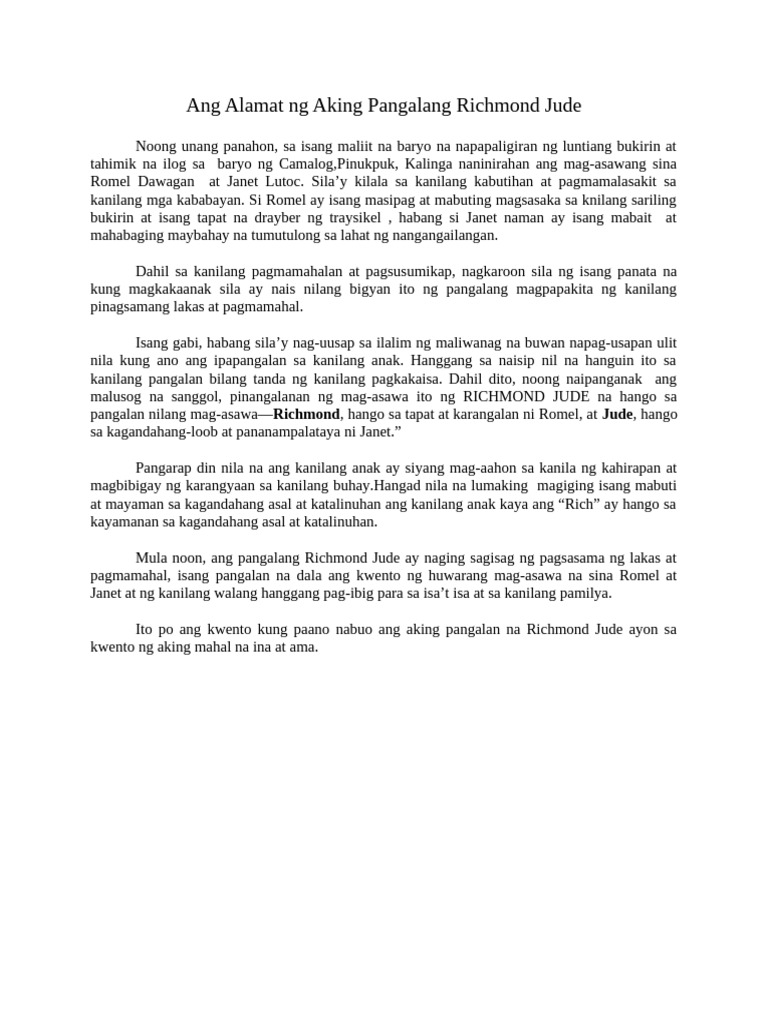 Ang Alamat NG Aking Pangalan | PDF
