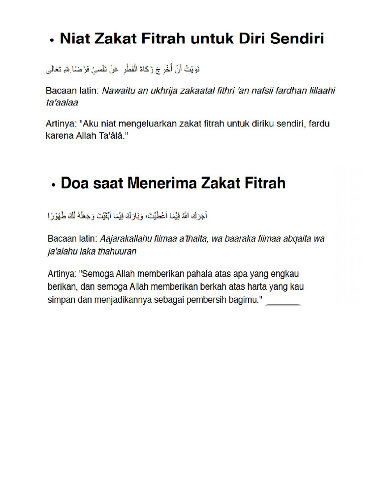 Doa Zakat Fitra | PDF