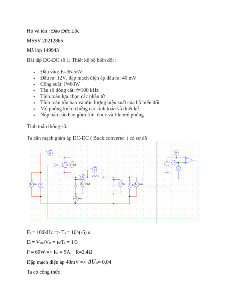 Bài Tập Đtcs 1 Bbđ Dc-dc | PDF