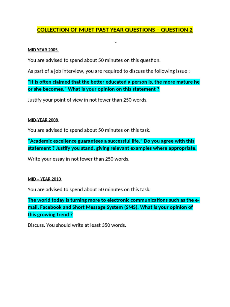 Muet Past Year Questions Paper 4 | PDF | Social Psychology | Communication