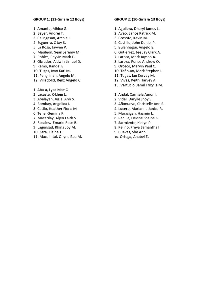 Groupings Final Performance Task | PDF