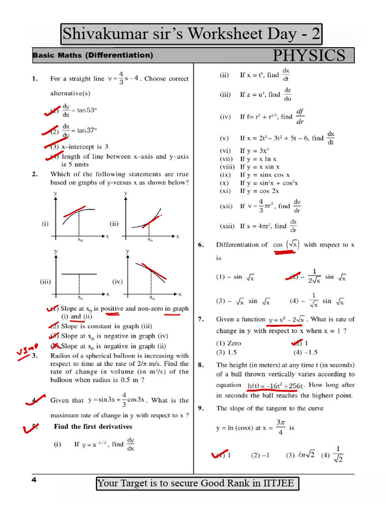 Differentiation Worksheet With Solutions (SimpleMath) | PDF