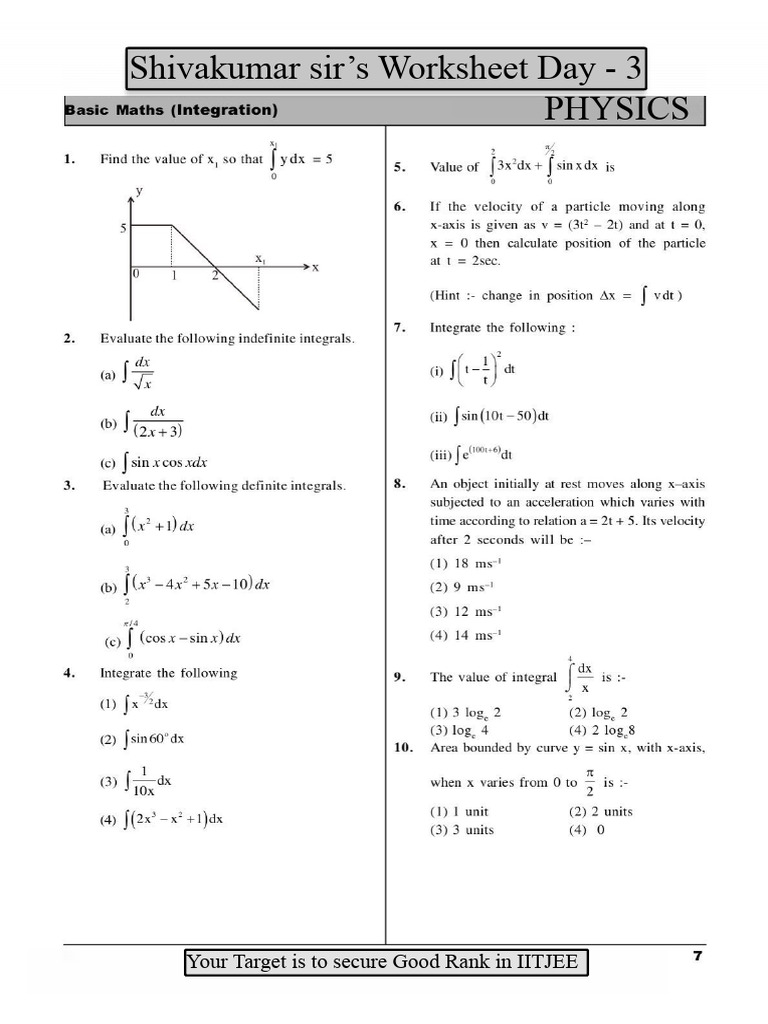 Integration Worksheet Physics (Simple Math) | PDF