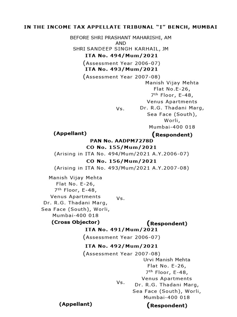 Foreign Income - Manish-Vijay-Mehta-Smt-Urvi-Manish-Mehta - Anti Rev | PDF | Burden Of Proof ...