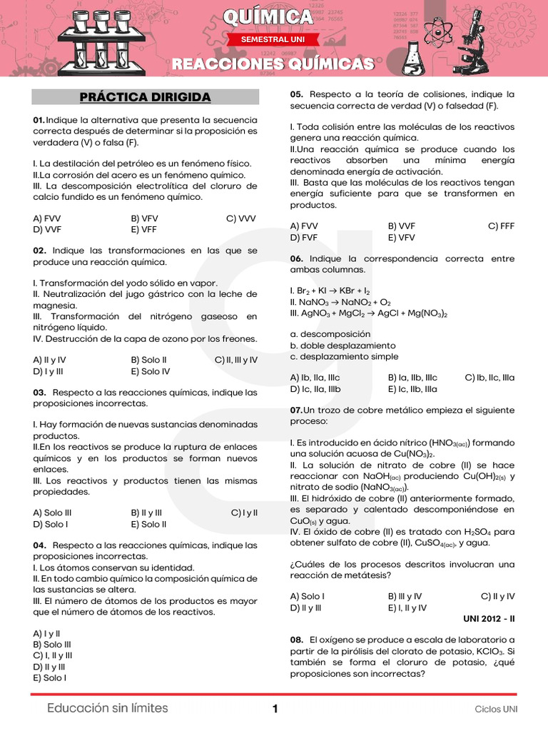 Recurso_1699277267119_SEMANA 09 - QUÍMICA | PDF | Redox | Reacciones químicas