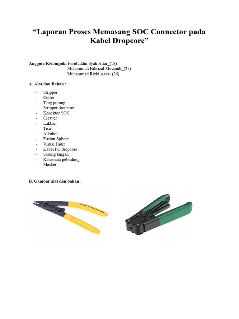 Laporan Splicing FO SOC Connector | PDF