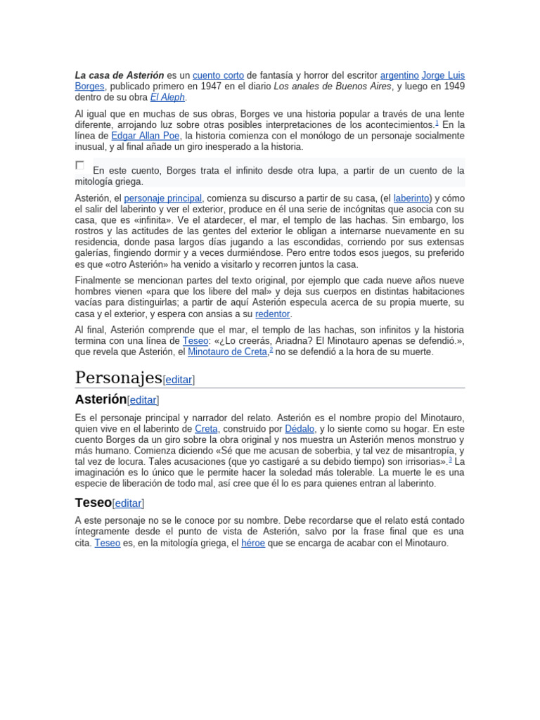 La Casa de Asterión | PDF | Minotauro