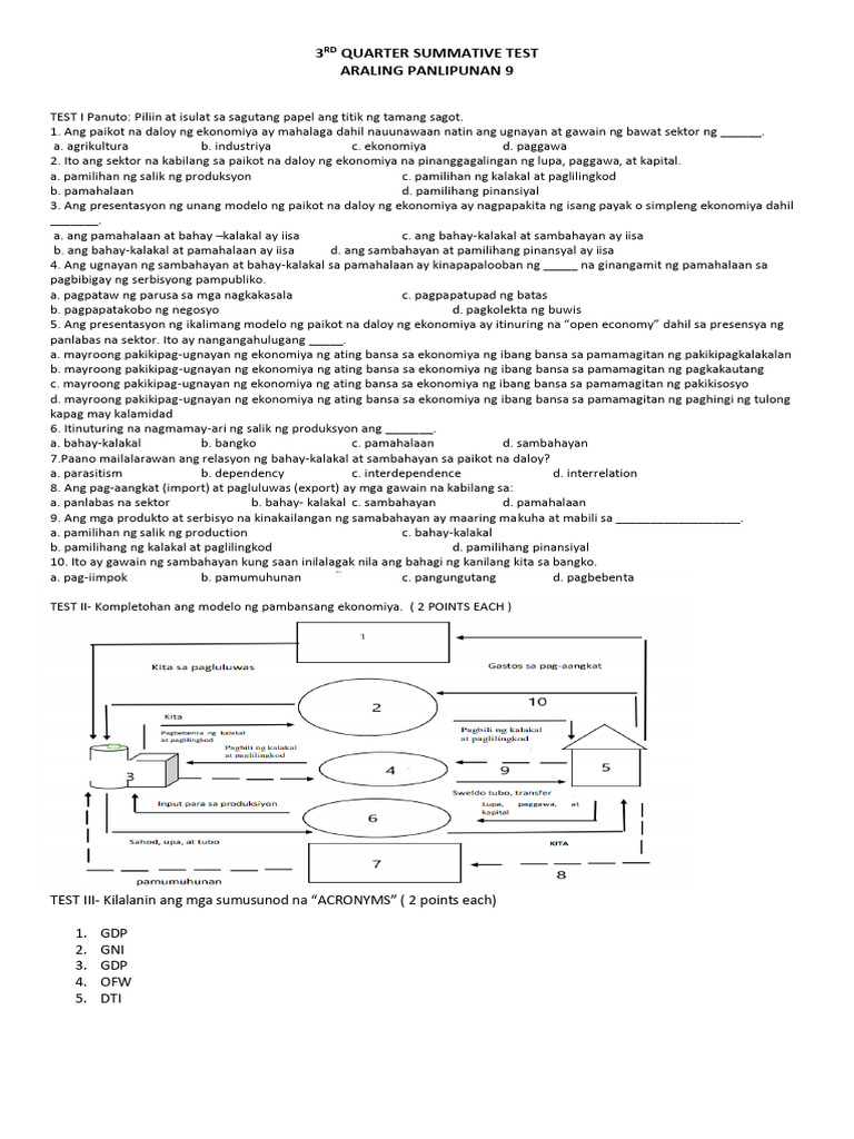 3RD QUARTER SUMMATIVE TEST | PDF