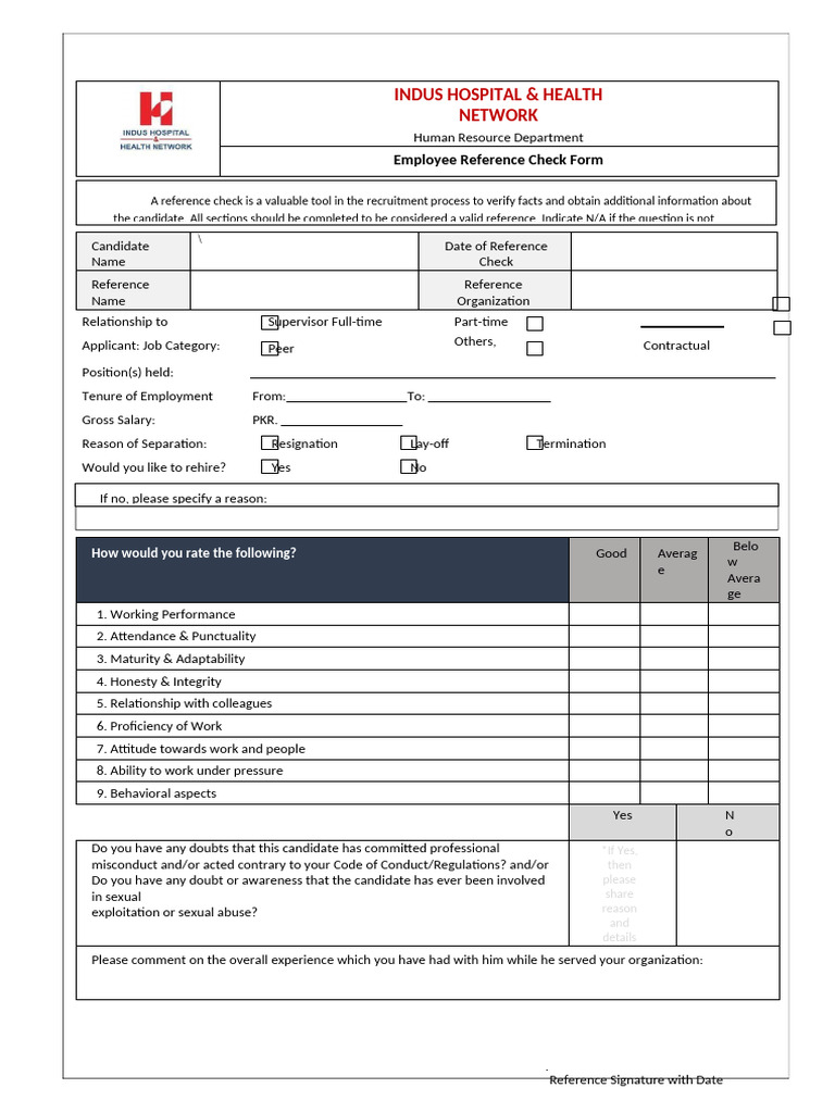 10. Employee Reference Check Form | PDF | Labor | Business