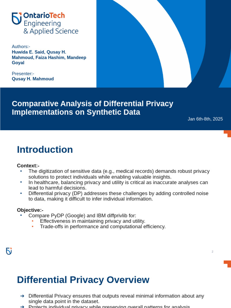 Comparative Analysis of Differential Privacy Implementations On Synthetic Data | PDF | Privacy ...