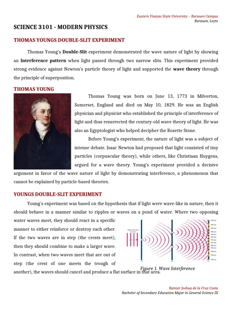 Thomas Young Double Slit Experiment | PDF | Waves | Light
