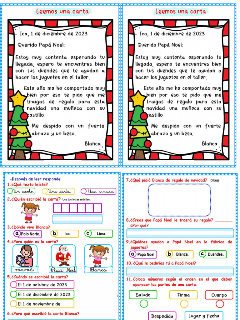 Ficha - Leemos Una Carta Navideña | PDF