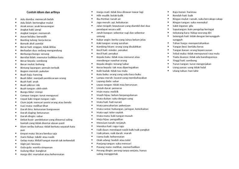 Contoh Idiom Dan Artinya | PDF