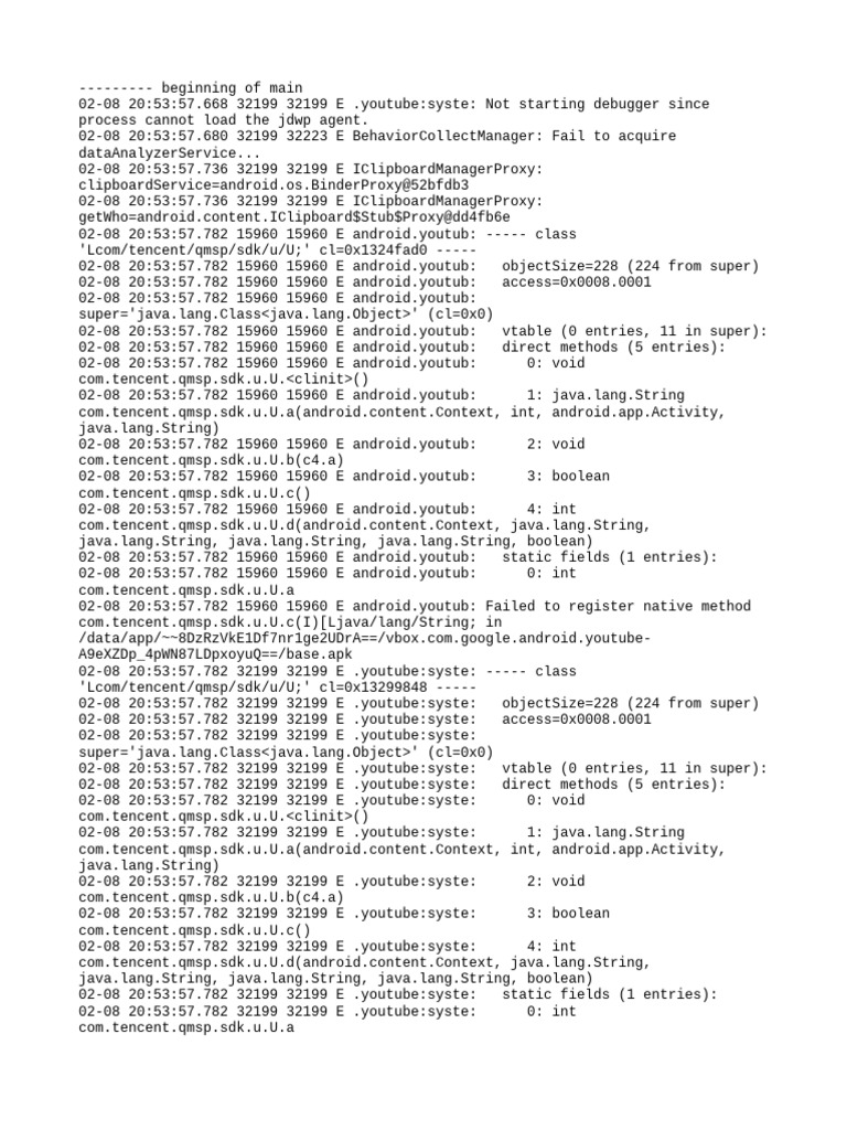 .Google - Android.youtube Logcat | PDF | Java (Programming Language) | Object Oriented Programming