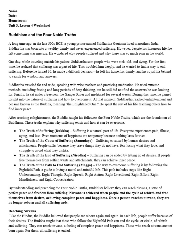 Buddhism and The Four Noble Truths | PDF | Four Noble Truths | Noble ...