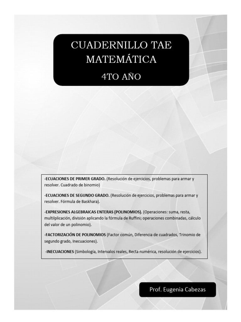 CUADERNILLO MATEM-TICA 4to | PDF | Factorización | Análisis numérico