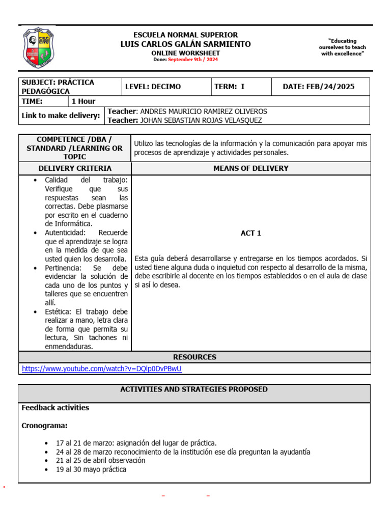 2025 1001 PFC PRÁ ACT 3 INDUCCIÓN A LA PRÁCTICA | PDF | Aprendizaje ...