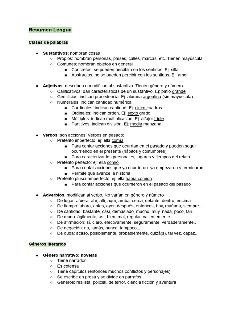 Lengua Resumen Integrador - 250317 - 002342 | PDF | Predicado ...