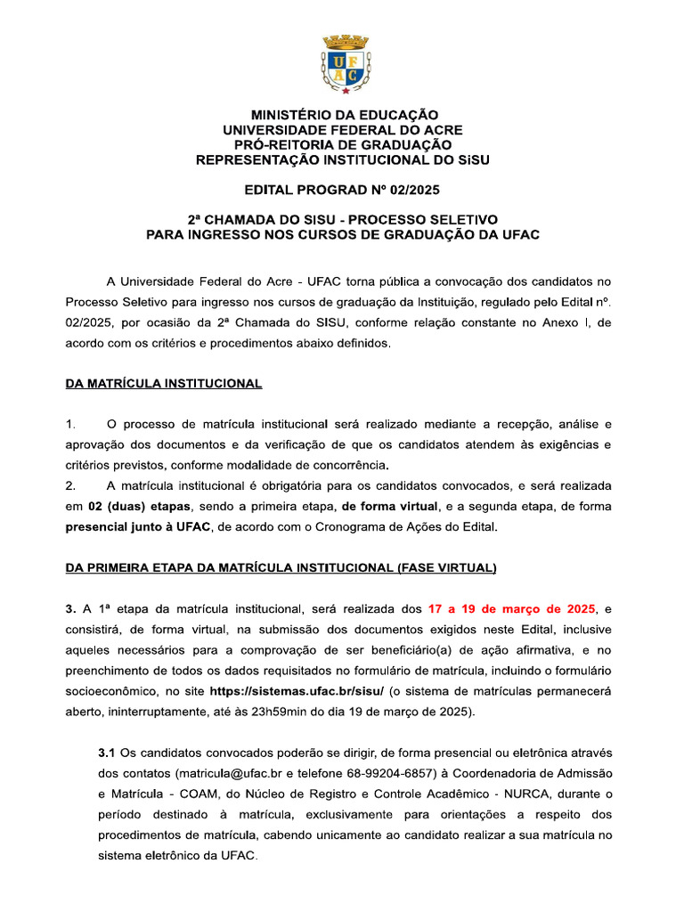 Edital de Convocacao 2a Chamada 1 | PDF