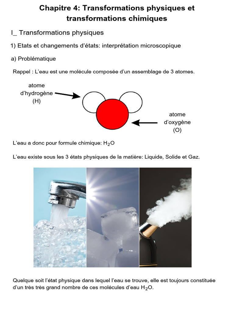 États de la matière : Solide, Liquide, Gaz | PDF | Molécules | Atomes