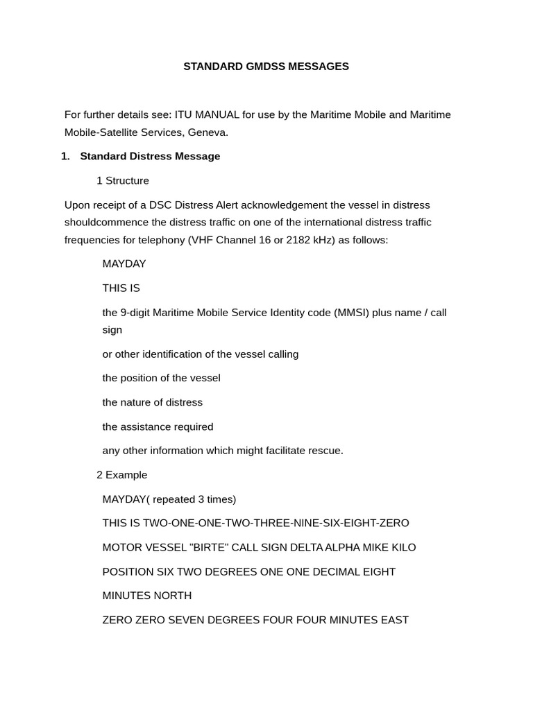 DISTRESS MESSAGE | PDF | Telecommunications | Radio