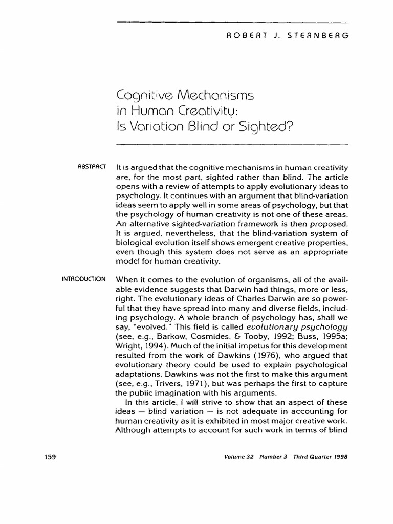 Cognitive mechanisms in human creativity- is variation blind or sighted | PDF | Creativity ...