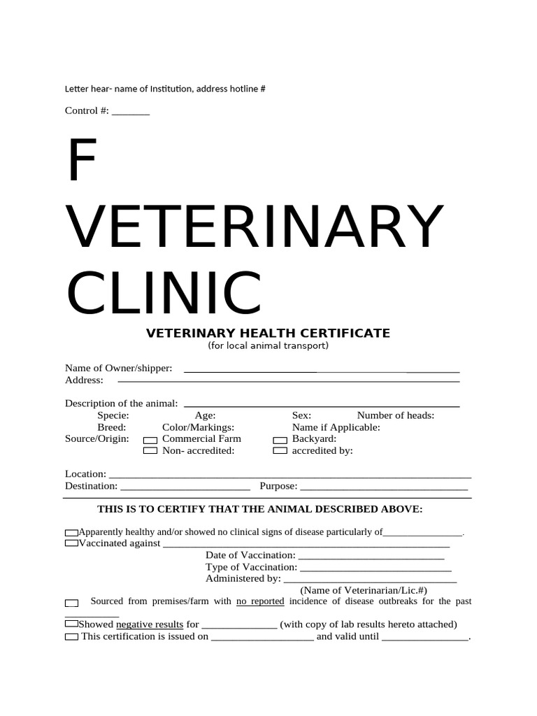 Veterinary Health Certificate Template | PDF | Dogs | Health Sciences