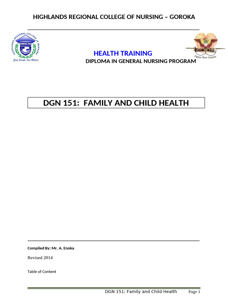 Family and Child Health Nursing Course | PDF | Infants | Hygiene