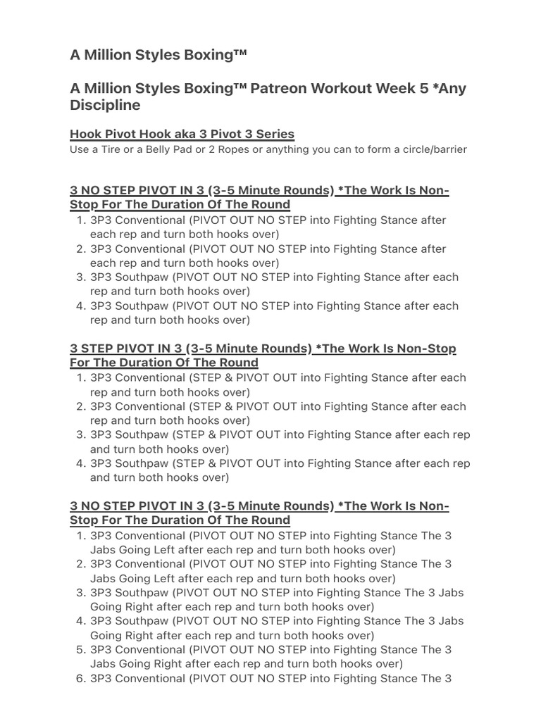 A Million Styles Boxing™ Week 5 Patreon Work | PDF | Handedness