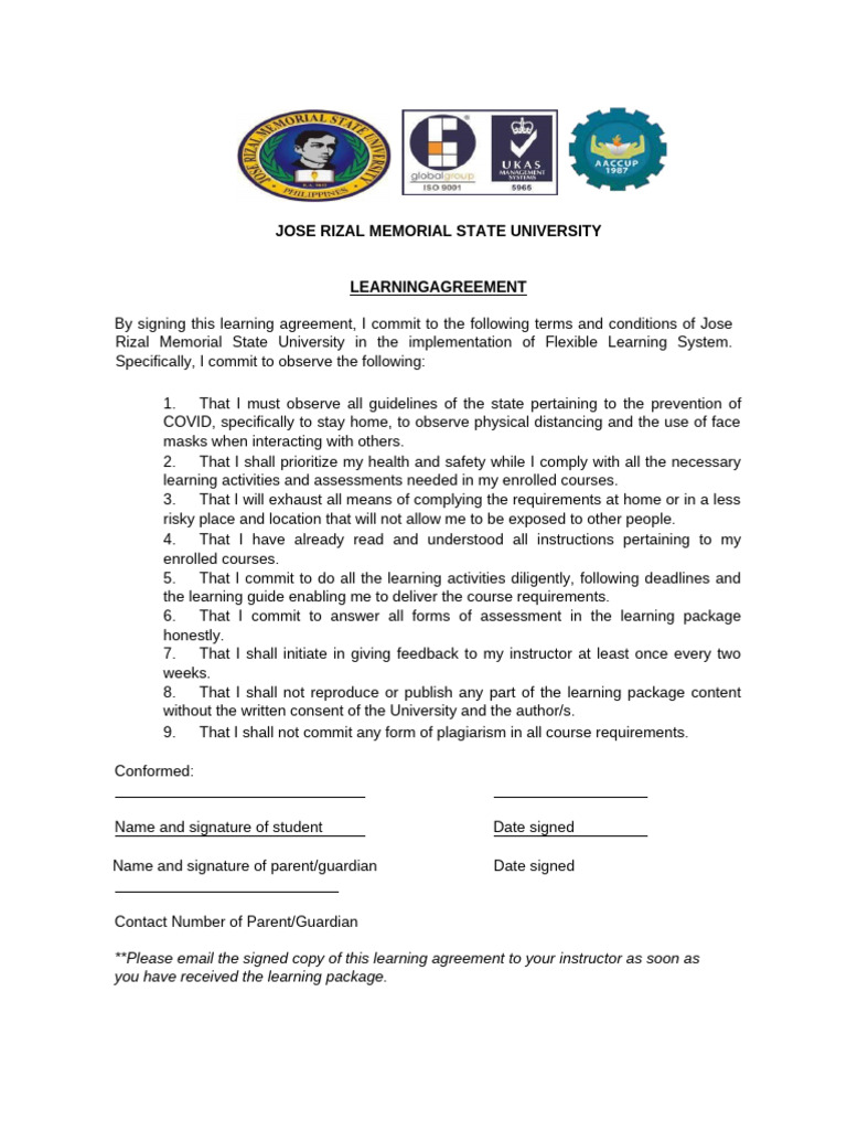 Learning Agreement | PDF