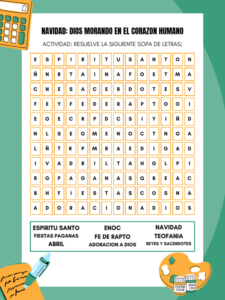 Las Asignaturas Sopa De Letras Ficha De Ejercicios Verde Ilustrativo (1 ...