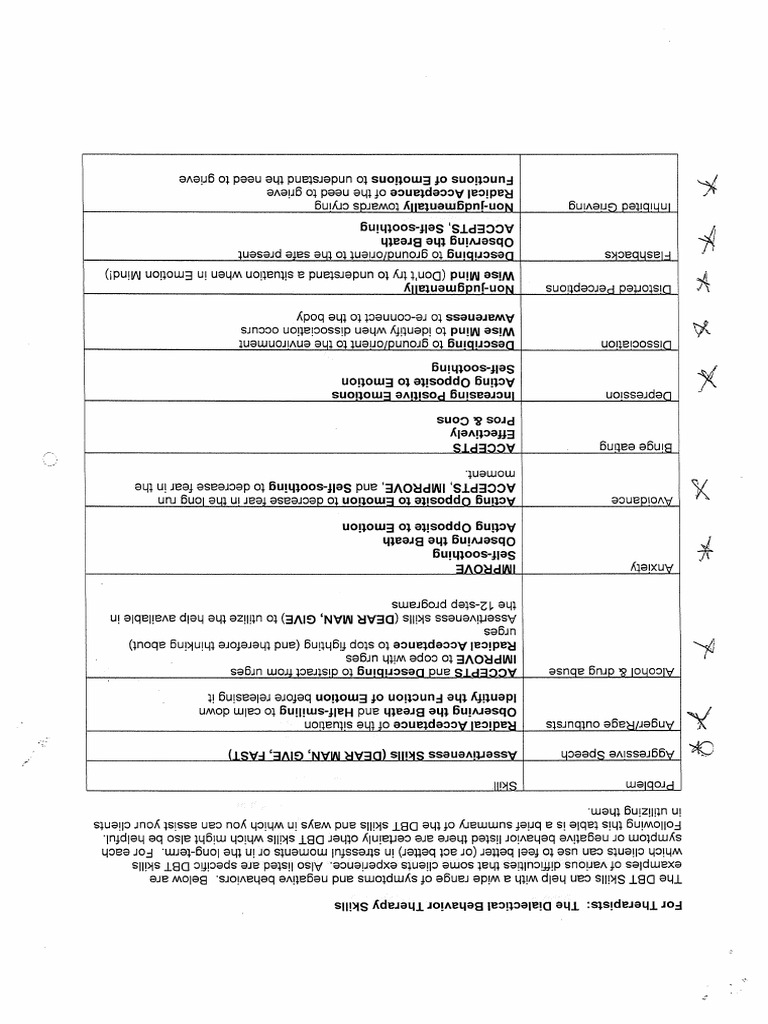 DBT Therapist Resource - Skills Table | PDF
