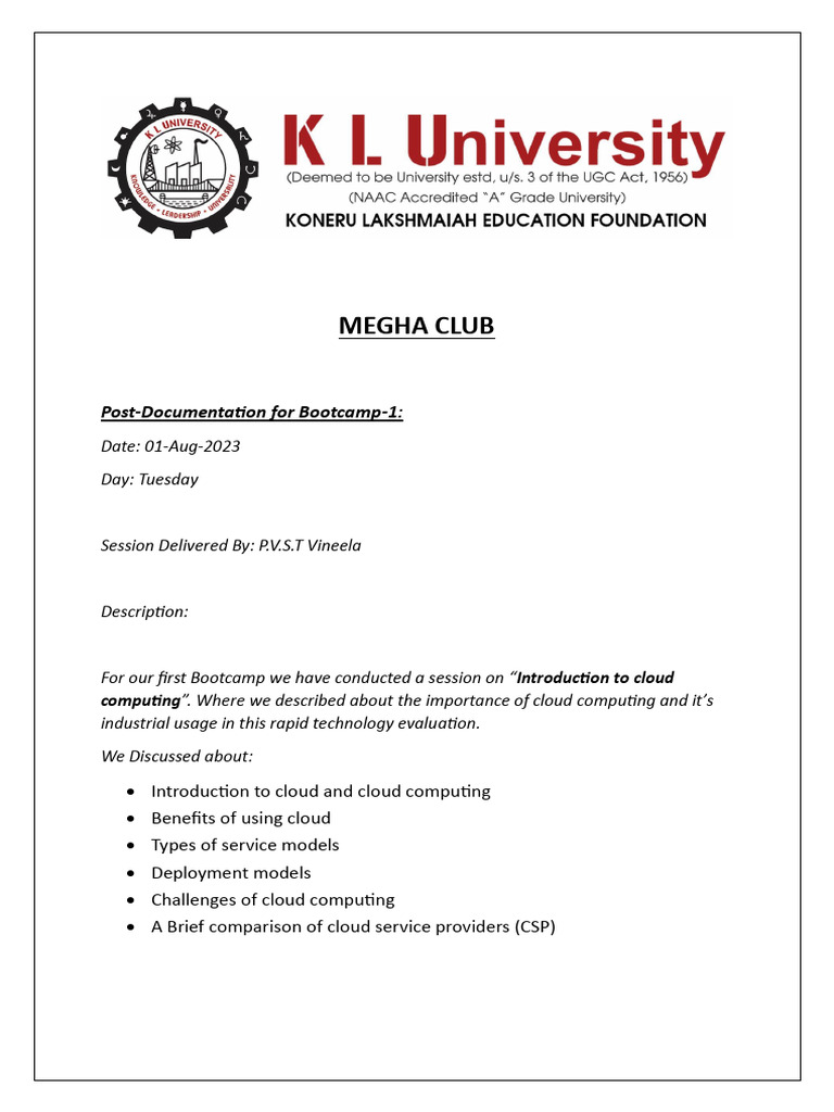 01-08-23 - Megha Club - Introduction To Cloud | PDF