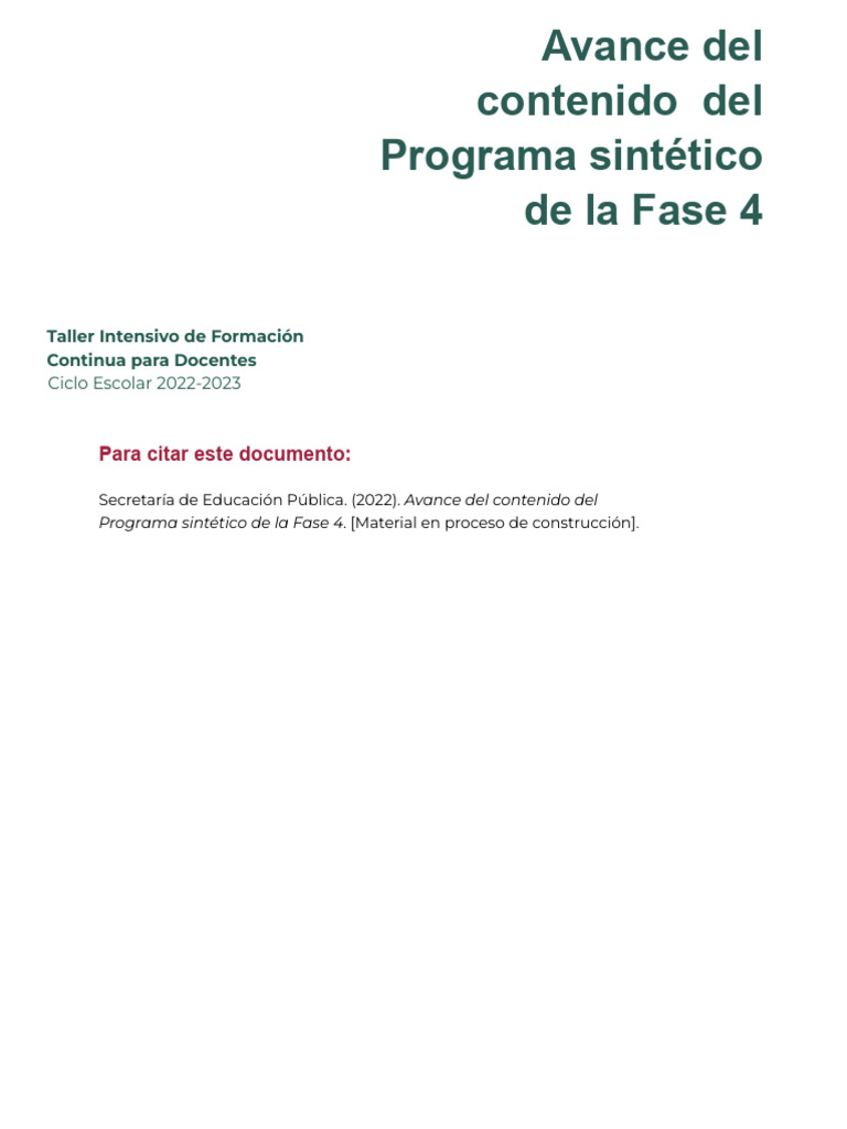 Avance Programa Sintetico Fase 4 | PDF | Evaluación | Aprendizaje