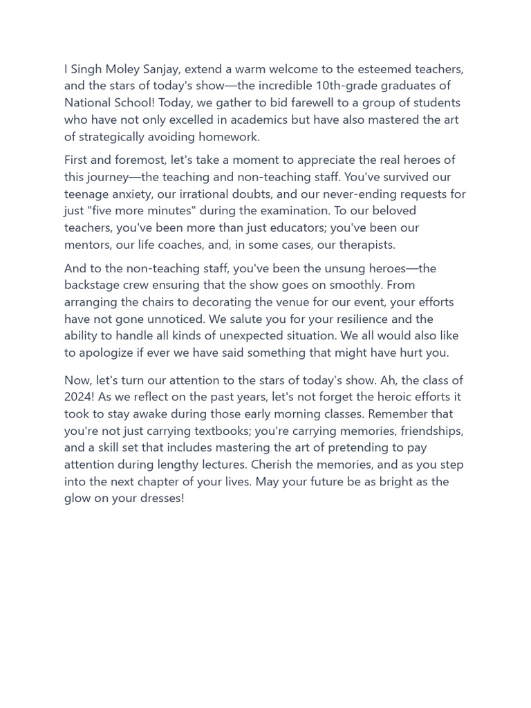 Farewell Speech. | PDF