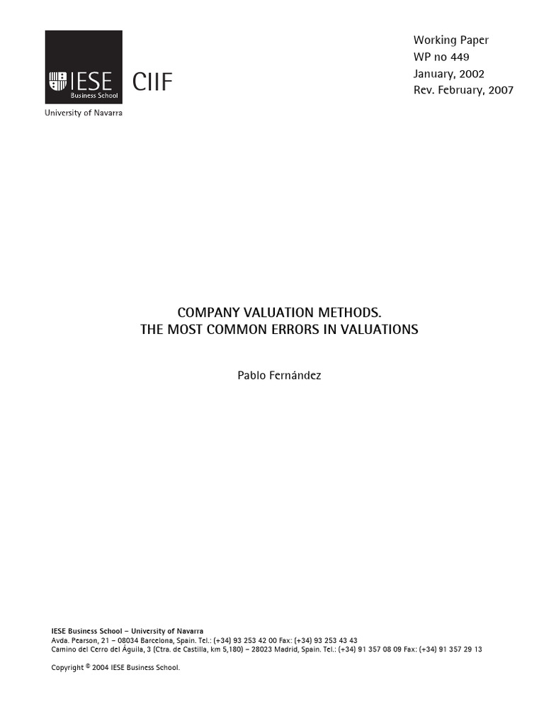 Company Valuation Methods The Most Common Errors in Valuations | PDF ...