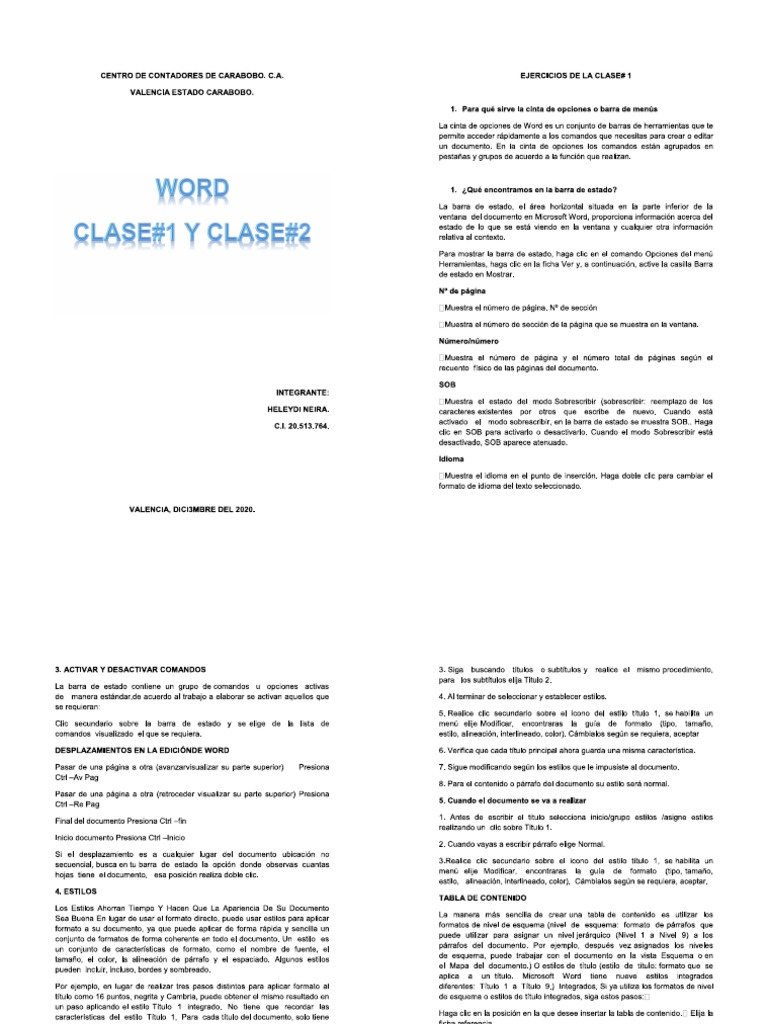 WORD CLASE 1 Y 2 | PDF