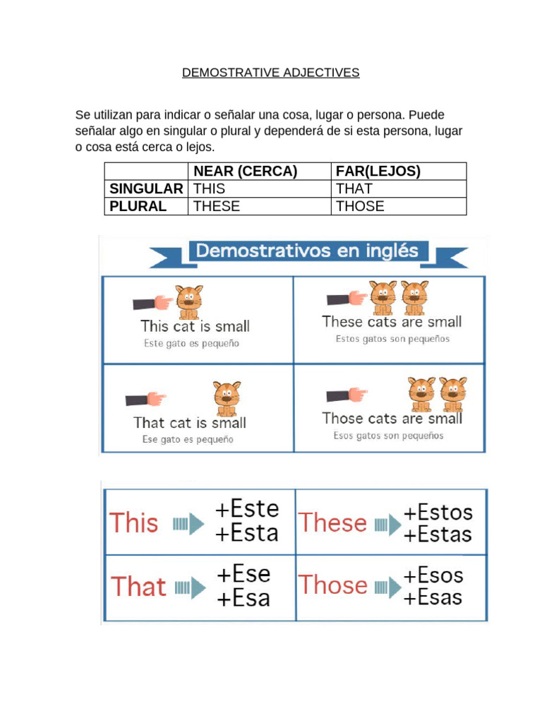 DEMOSTRATIVE ADJECTIVES | PDF